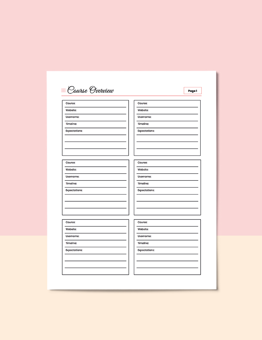 Online Course Planner Template Download In Word Google Docs PDF 