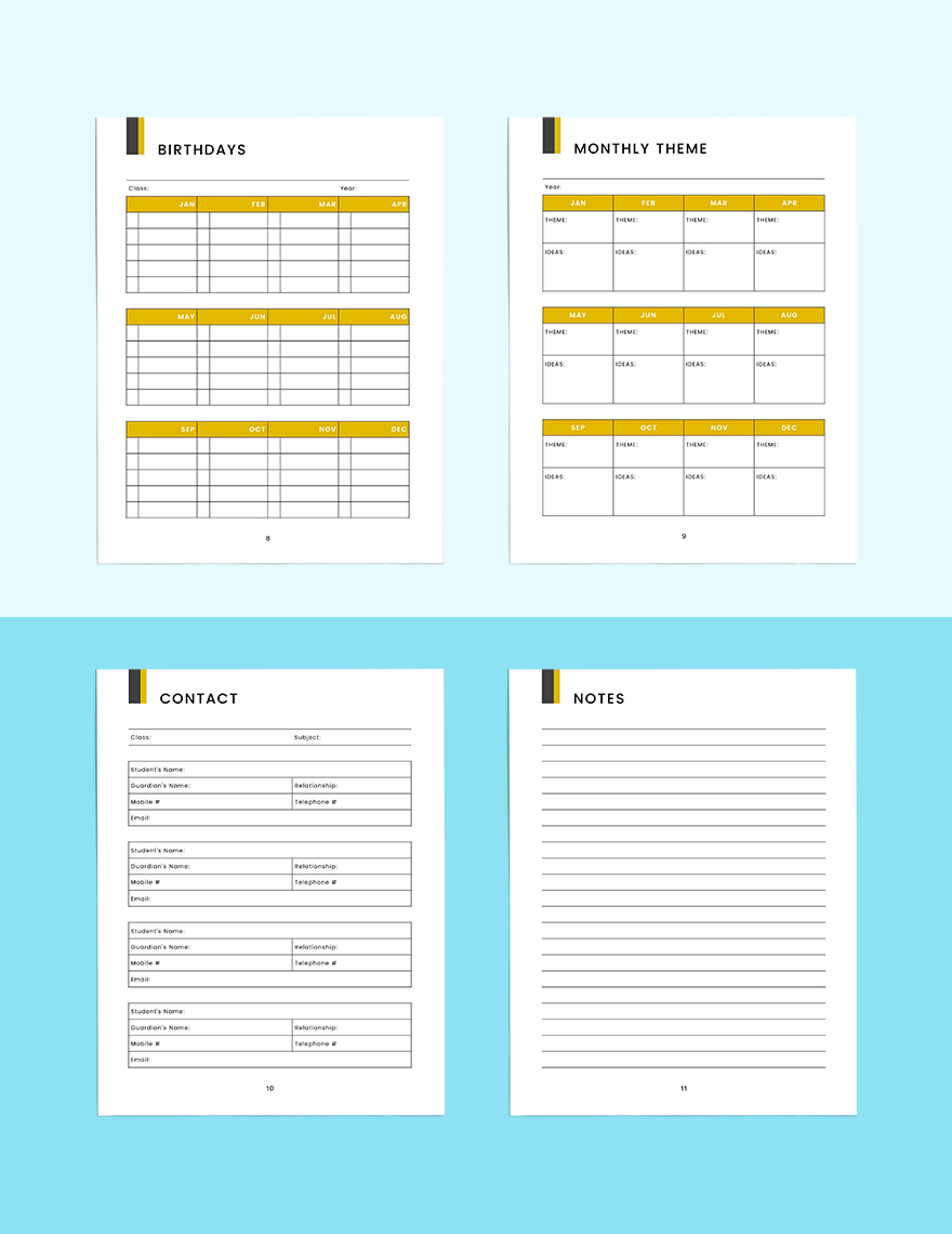 Monthly Teacher Planner Template In Word Pages Google Docs PDF Monthly Teacher Planner Template In Word Pages Google Docs PDF