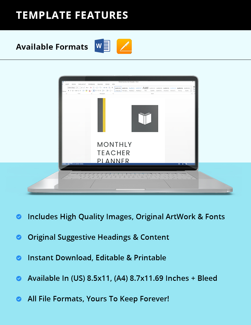Monthly Teacher Planner Template In Word Pages Google Docs PDF Monthly Teacher Planner Template In Word Pages Google Docs PDF
