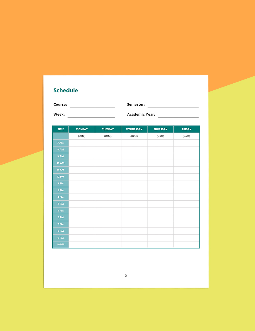 Course Planner Template Course Planner Template