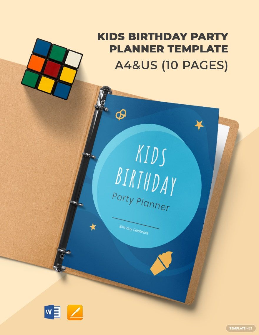 Kids Birthday Party Planner Template Word Apple Pages Template