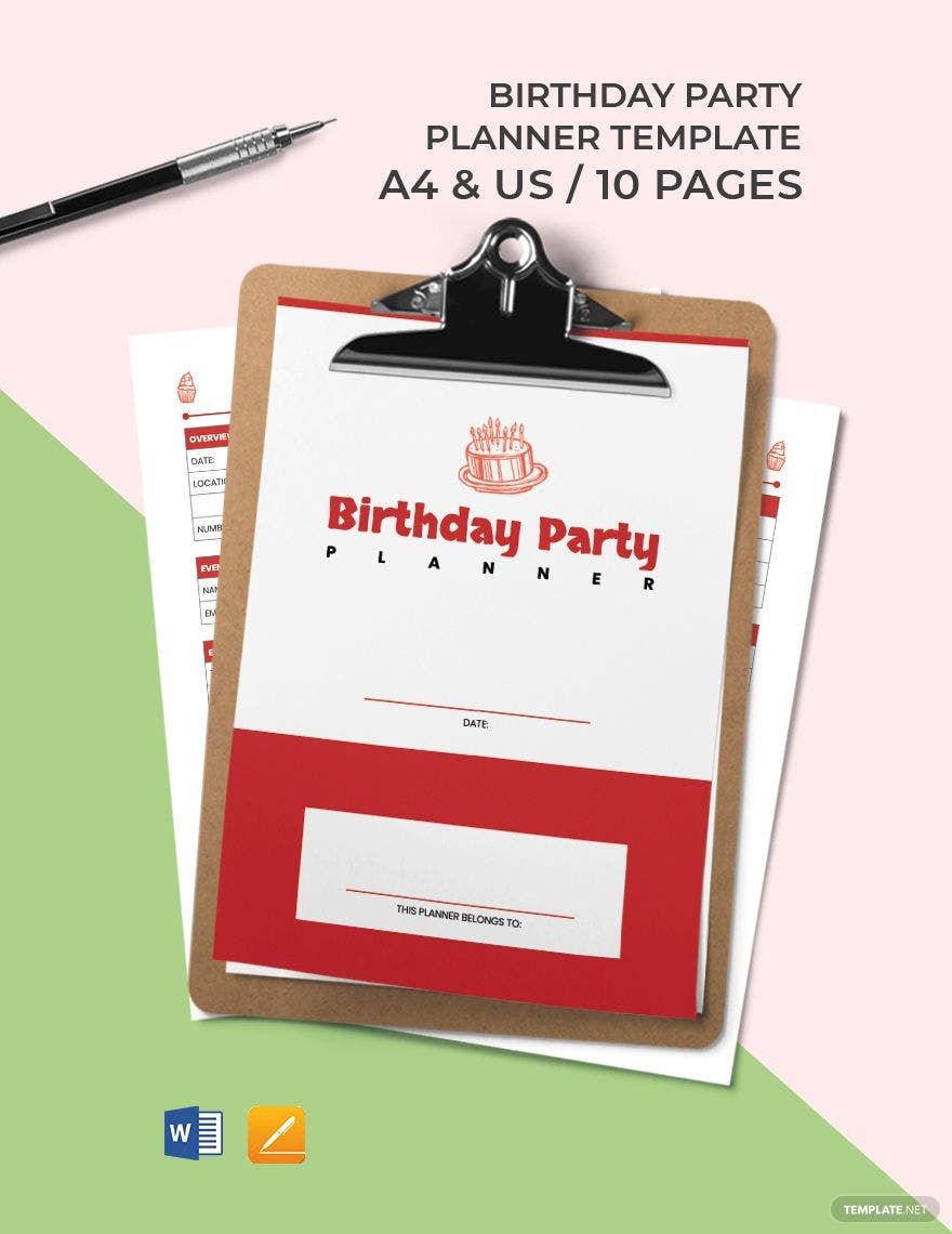 Birthday Party Planner Template Download In Word Google Docs PDF 