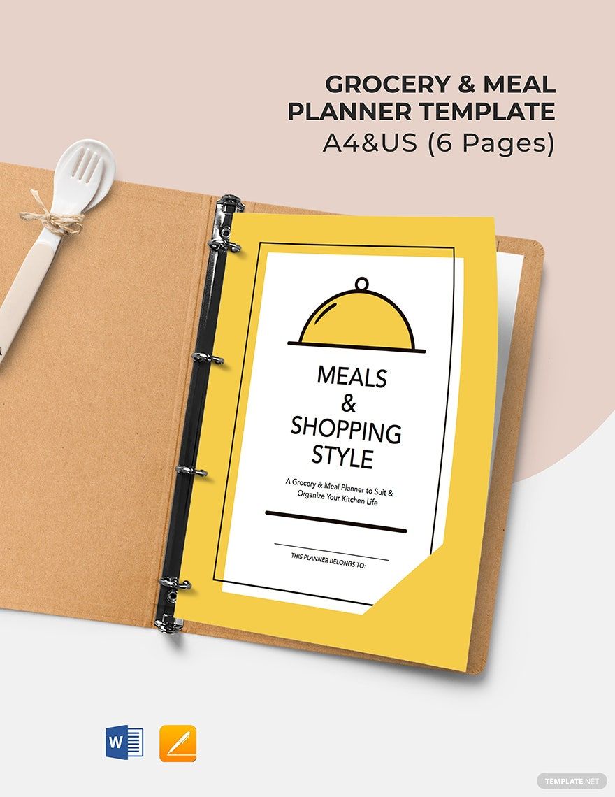 Grocery Meal Planner Template Google Docs Word Apple Pages PDF 