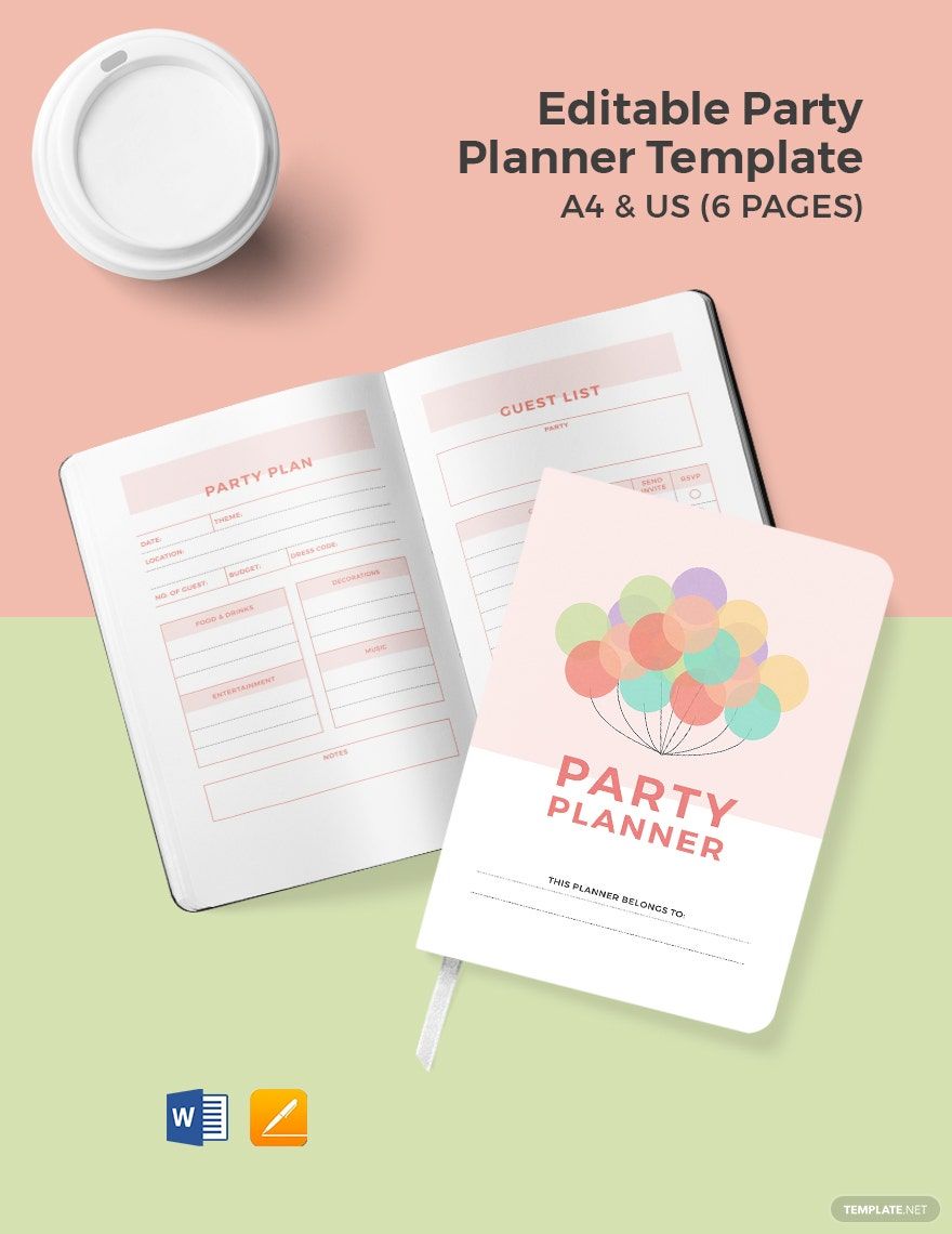 Sample Party Menu Planner Template - Word, Apple Pages | Template.net