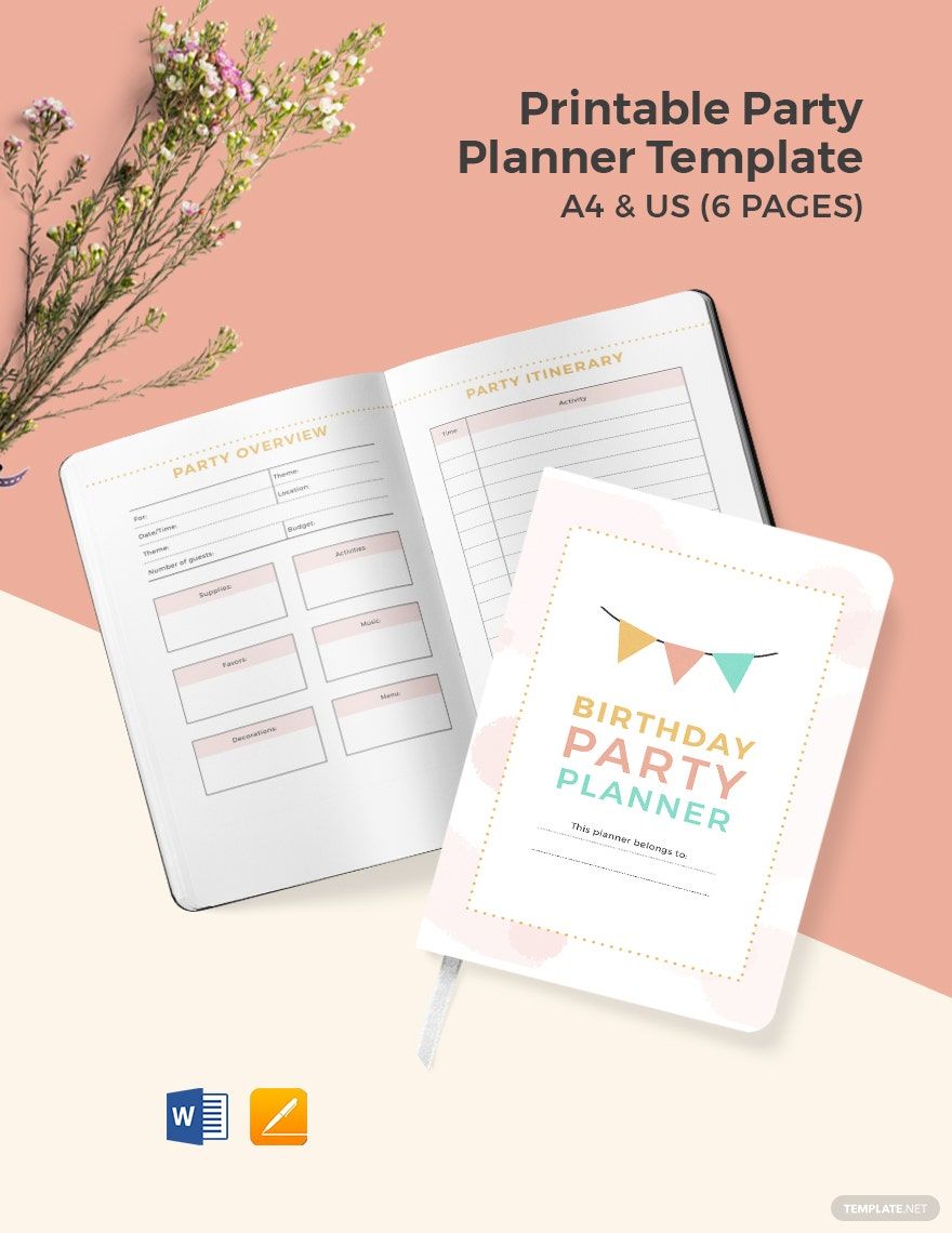 Sample Party Menu Planner Template - Word, Apple Pages | Template.net