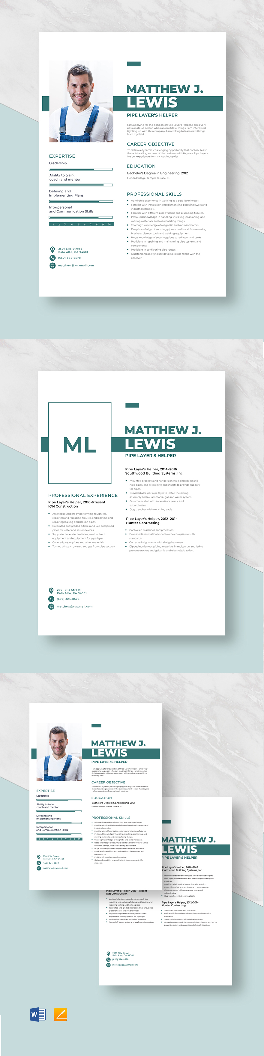 Free Pipe Layer's Helper Resume Template - Word, Apple Pages | Template.net