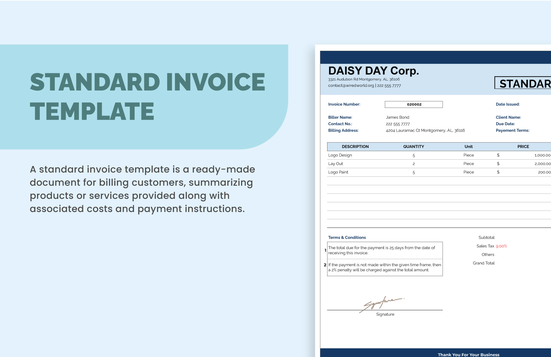 48+ Blank Invoice Templates - AI, PSD, Google docs, Apple Pages