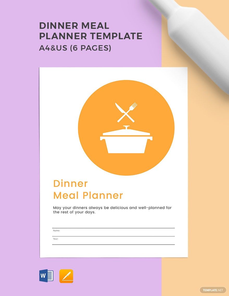 Dinner Meal Planner Template Google Docs Word Apple Pages PDF 