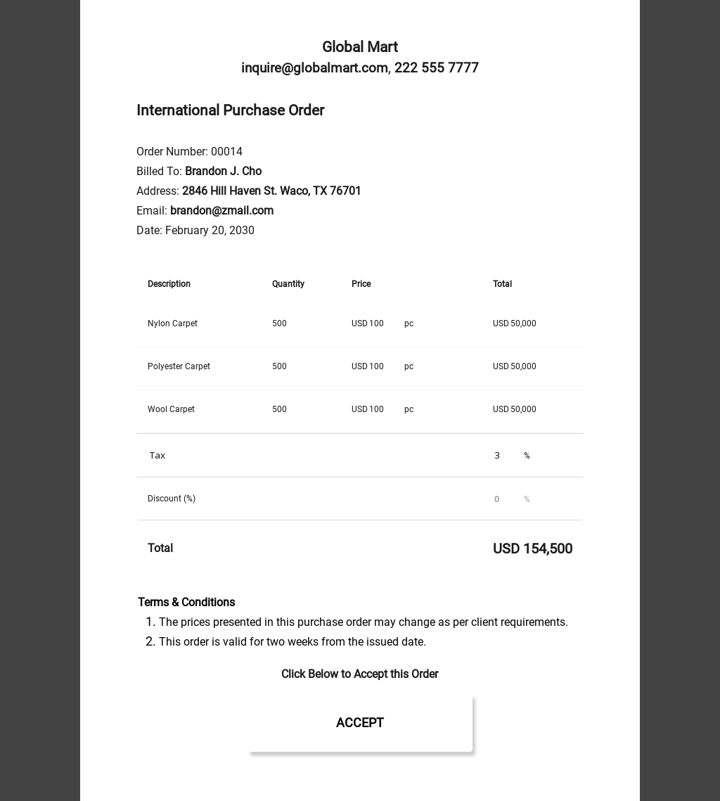 FREE Purchase Order Format Template - PDF | Word (DOC) | Excel | Apple ...