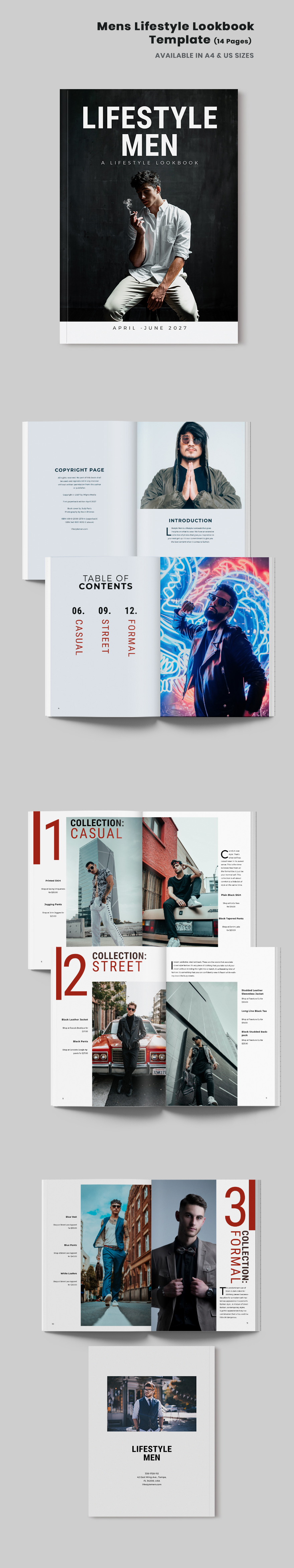 Men's Lifestyle Lookbook Template - InDesign, Word, Apple Pages ...