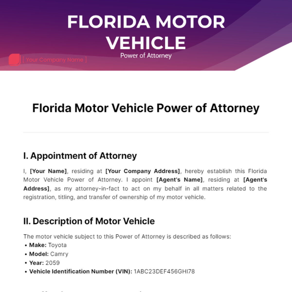 Motor Carrier Power of Attorney Template - Edit Online & Download ...