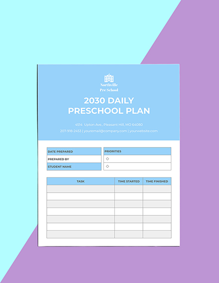 Free Simple Preschool Planner Template - Word, Apple Pages | Template.net