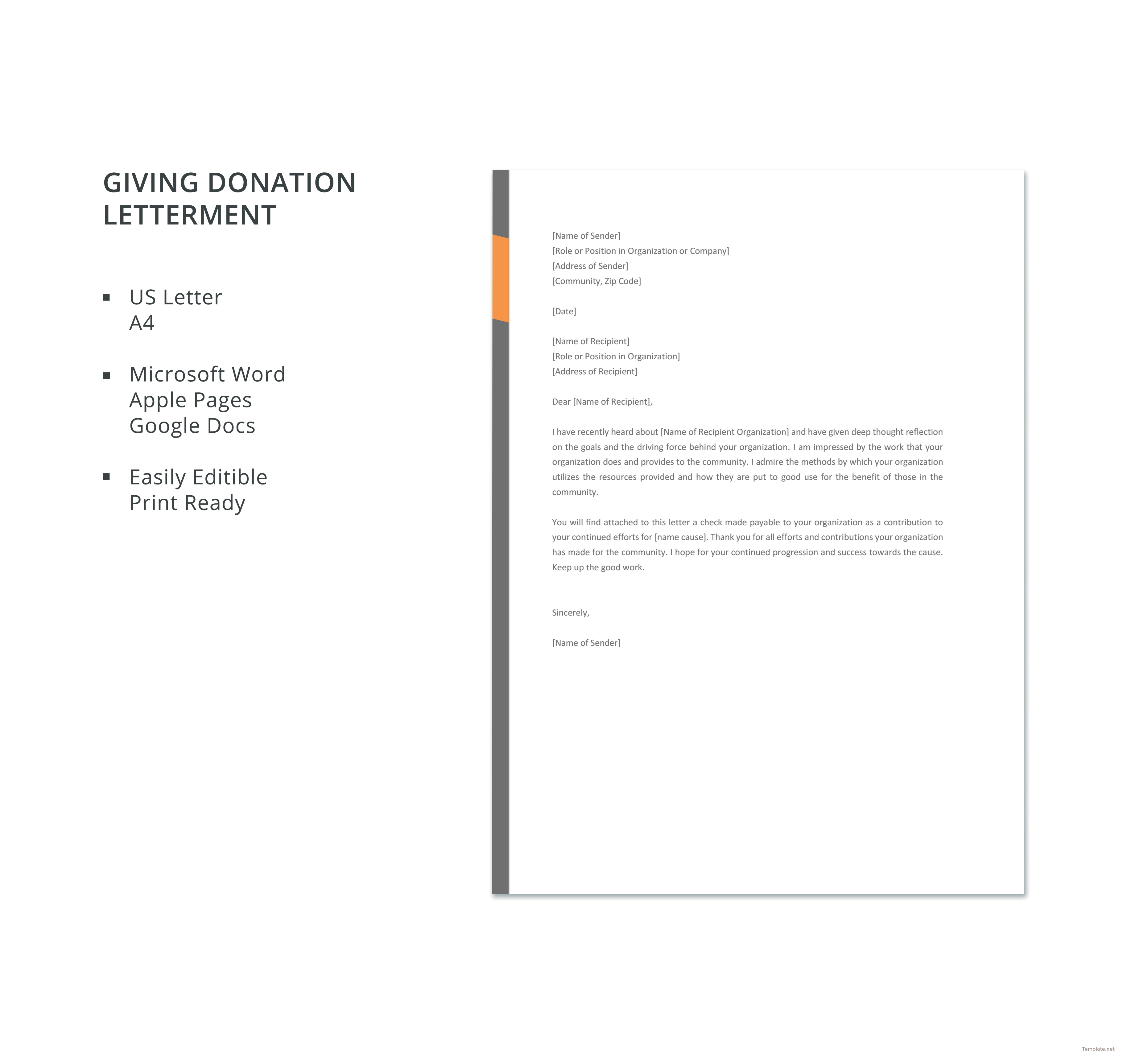 Giving Donation Letter Template In Microsoft Word Apple Pages Google