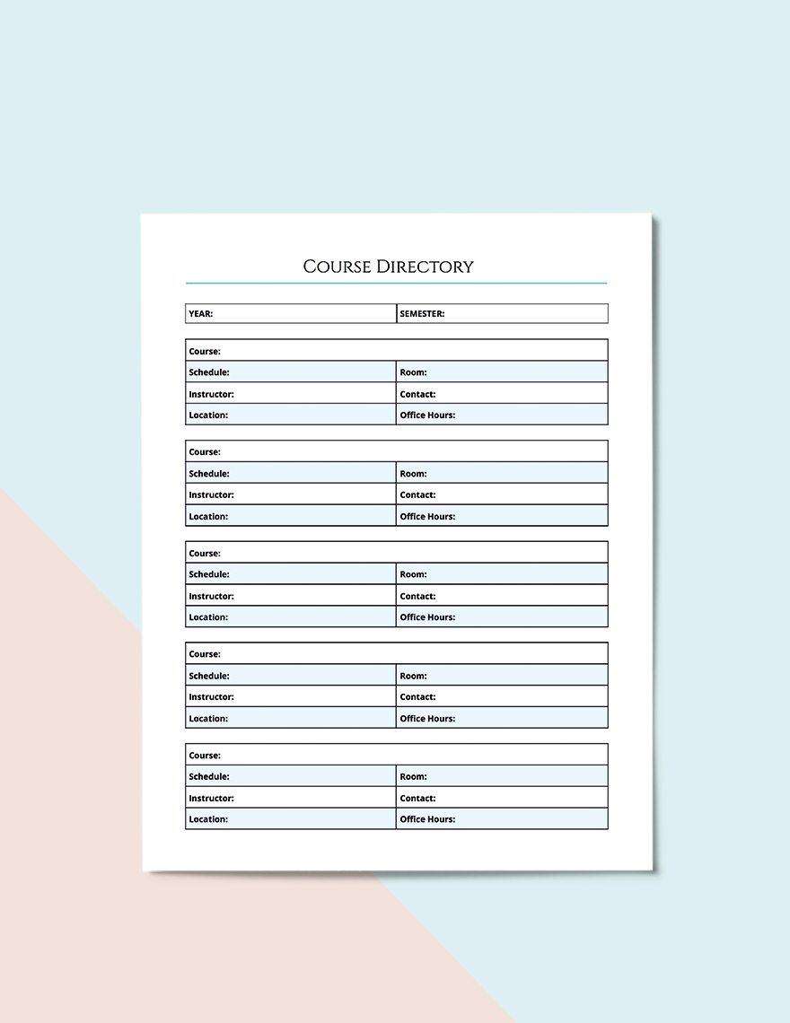 Course Planner Template Download In Word Google Docs PDF Apple 