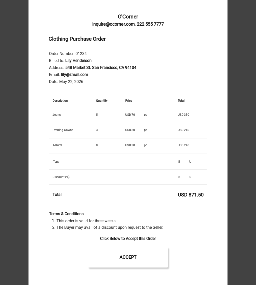 FREE Standard Purchase Order Template - PDF | Word (DOC) | Excel | Apple (MAC) Pages | Google ...