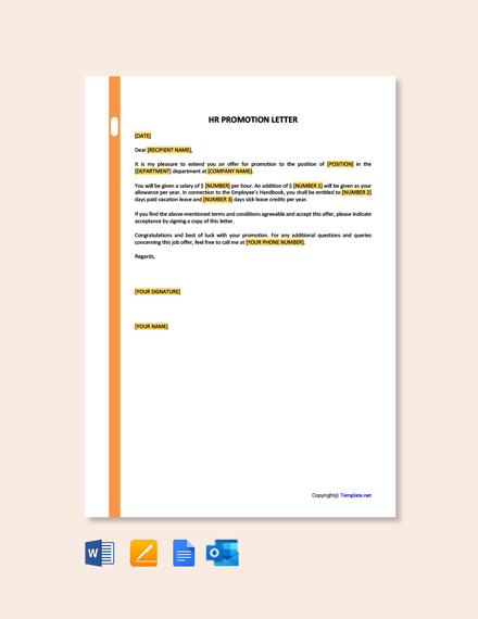 HR Promotion Letter Template [Free PDF] - Google Docs, Word | Template.net