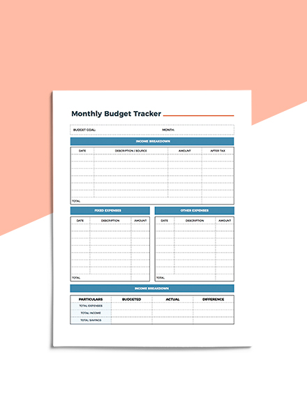 Printable Financial Planner Template Word Apple Pages Template