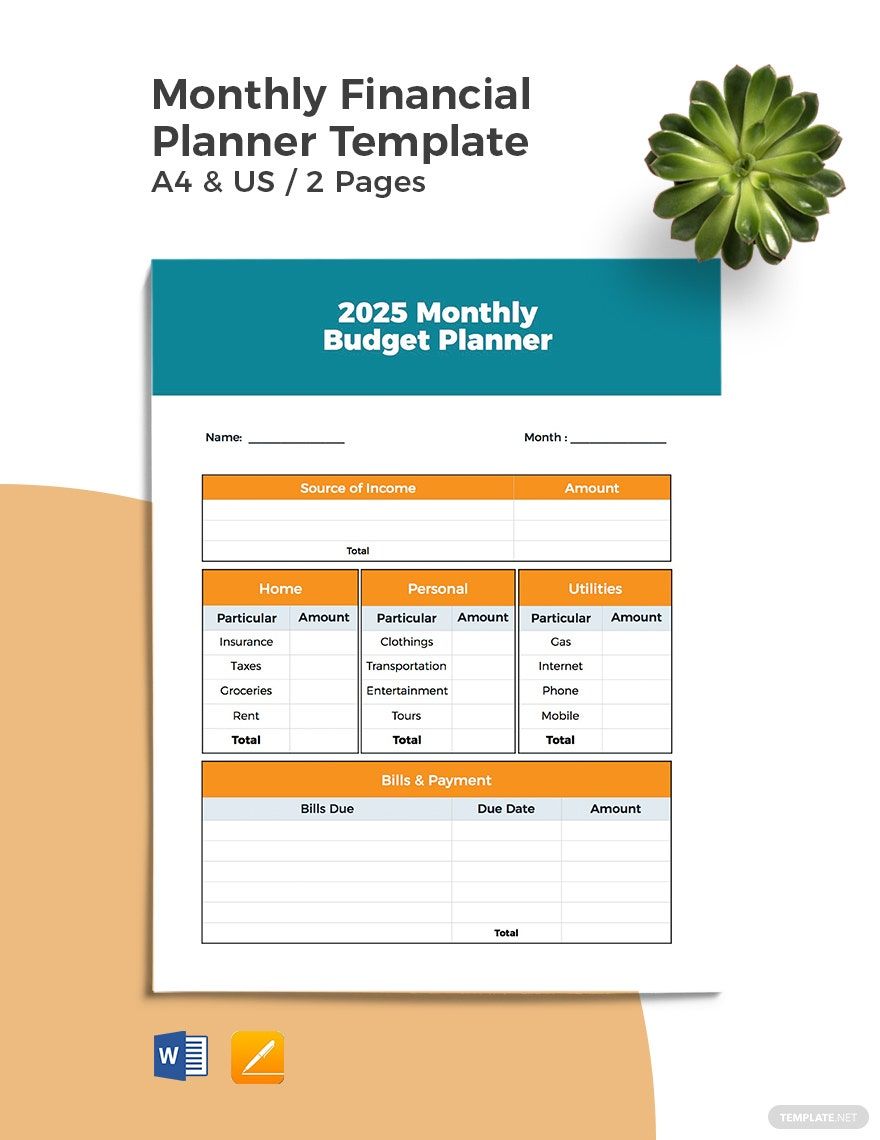 Monthly Financial Planner Template Download In Word Google Docs PDF 