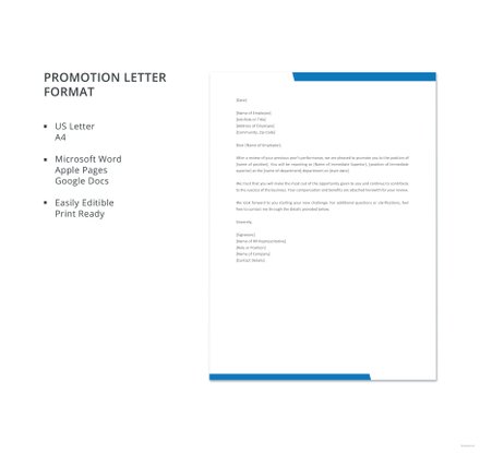 Free Recommendation Letter Template for Promotion: Download 700 ...