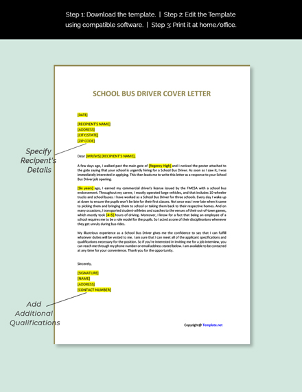 Free School Bus Driver Cover Letter Template - Google Docs, Word ...