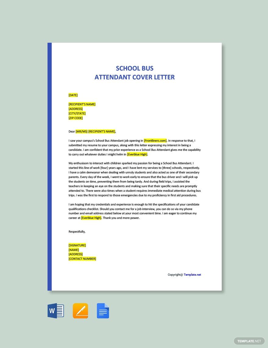 Bus Driver Cover Letter In PDF FREE Template Download Template