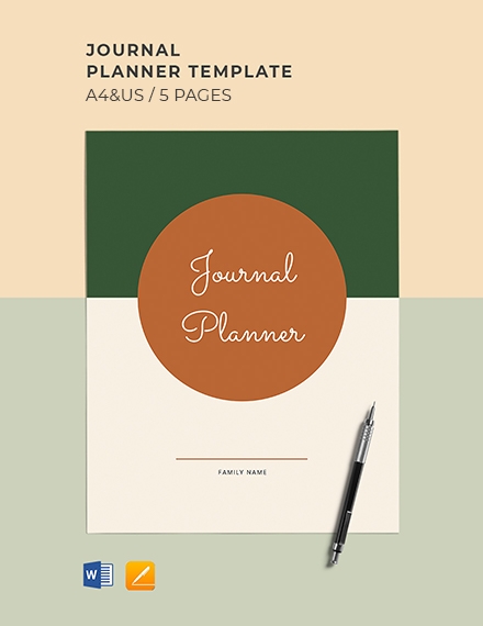 Simple Journal Planner Template - Word | Apple Pages