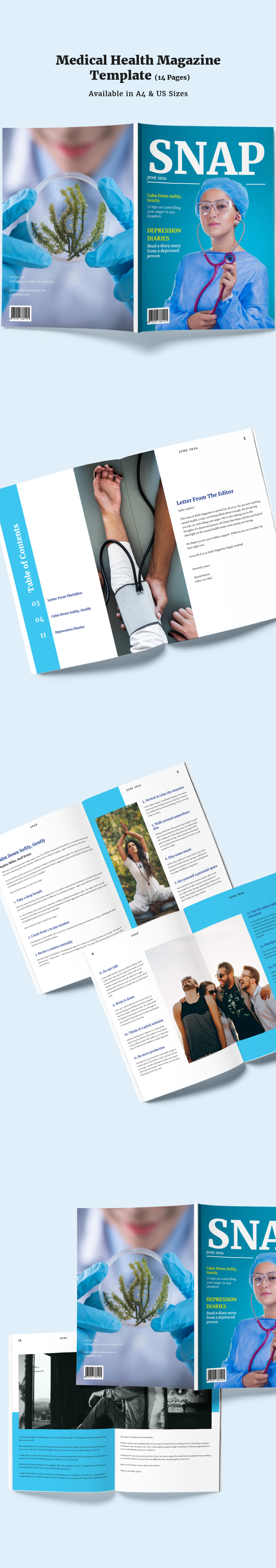 Free Printable Health Magazine Template - InDesign, Word, Apple Pages ...