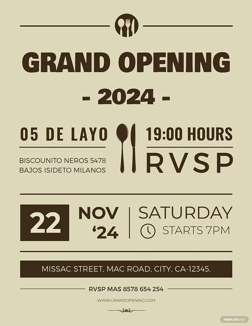 Restaurant Grand Opening Templates Design Free Download Template