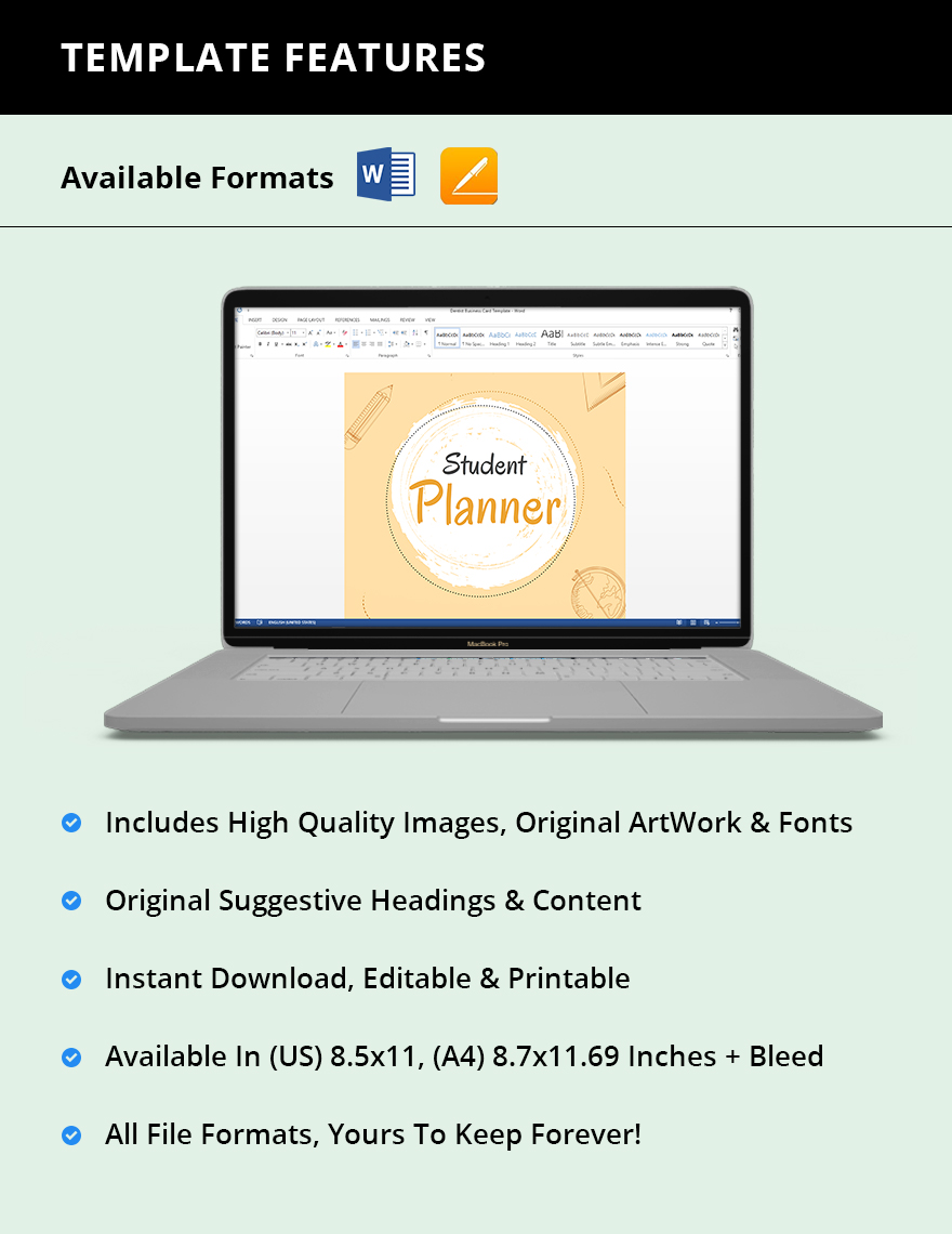 Student Planner Template - Download in Word, Google Docs, PDF, Apple ...