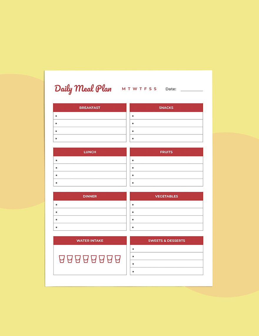Daily Meal Planner Template Download In Word Google Docs PDF Apple 