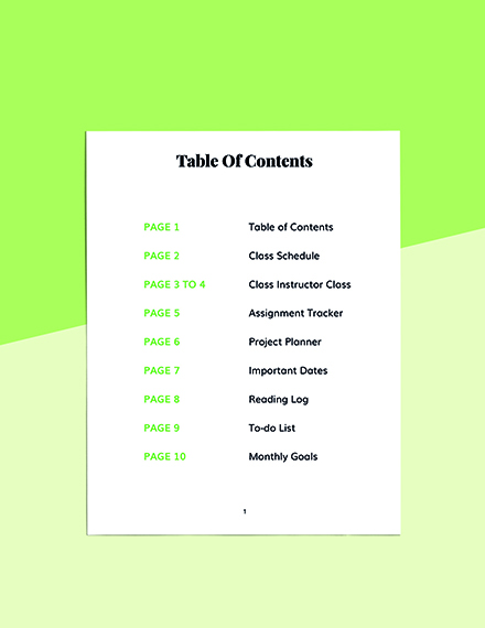 High School Student Planner Template Word Apple Pages Template
