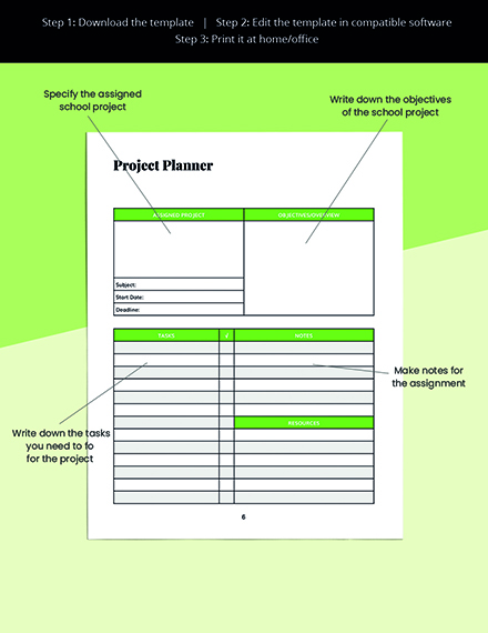 High School Student Planner Template Word Apple Pages Template