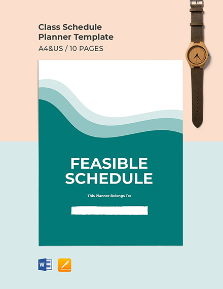 Class Schedule School Planner Template