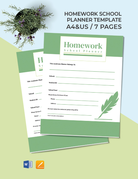 FREE Basic Homework Planner - Word | Pages | Template.net