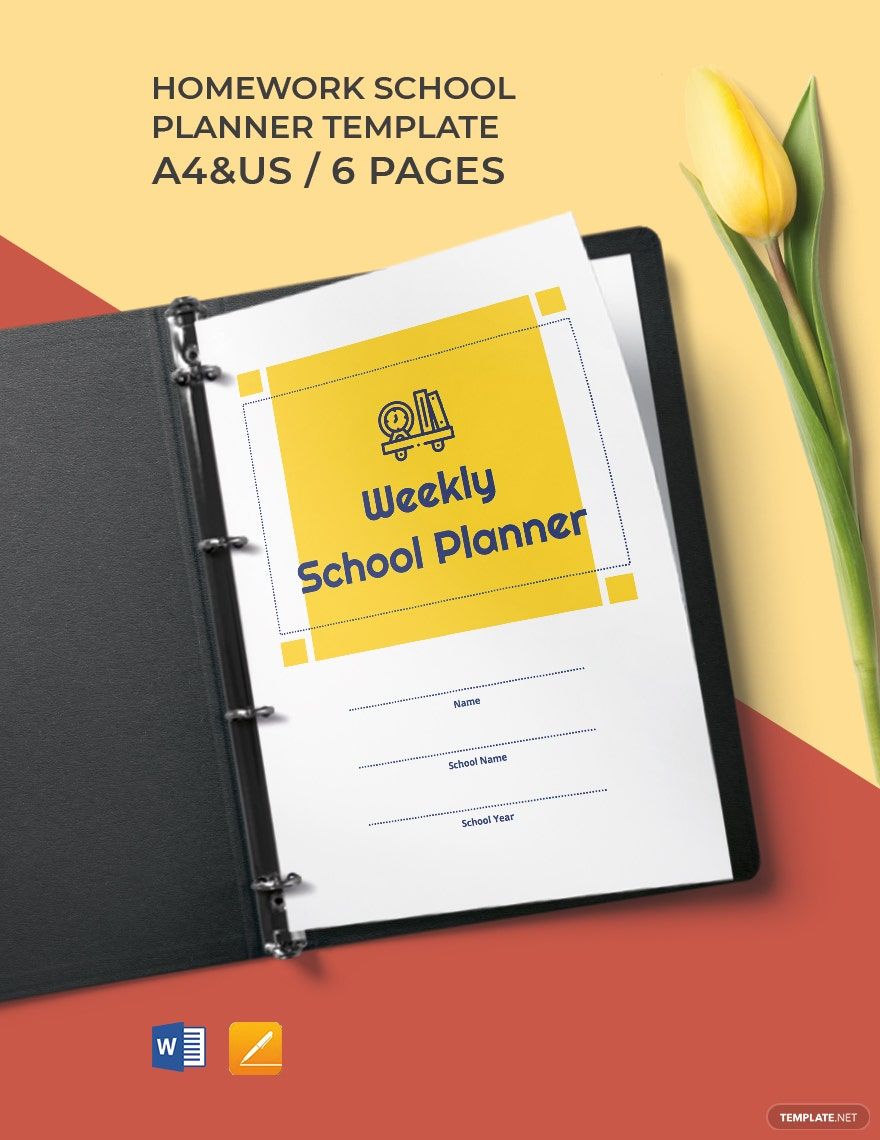 Weekly School Planner Template Google Docs Word Apple Pages PDF 