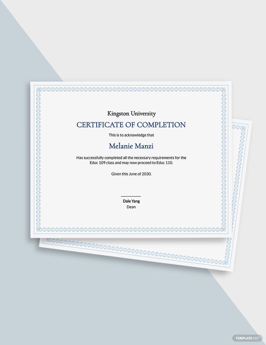 Internship Certificate of Completion Template - Word | Template.net