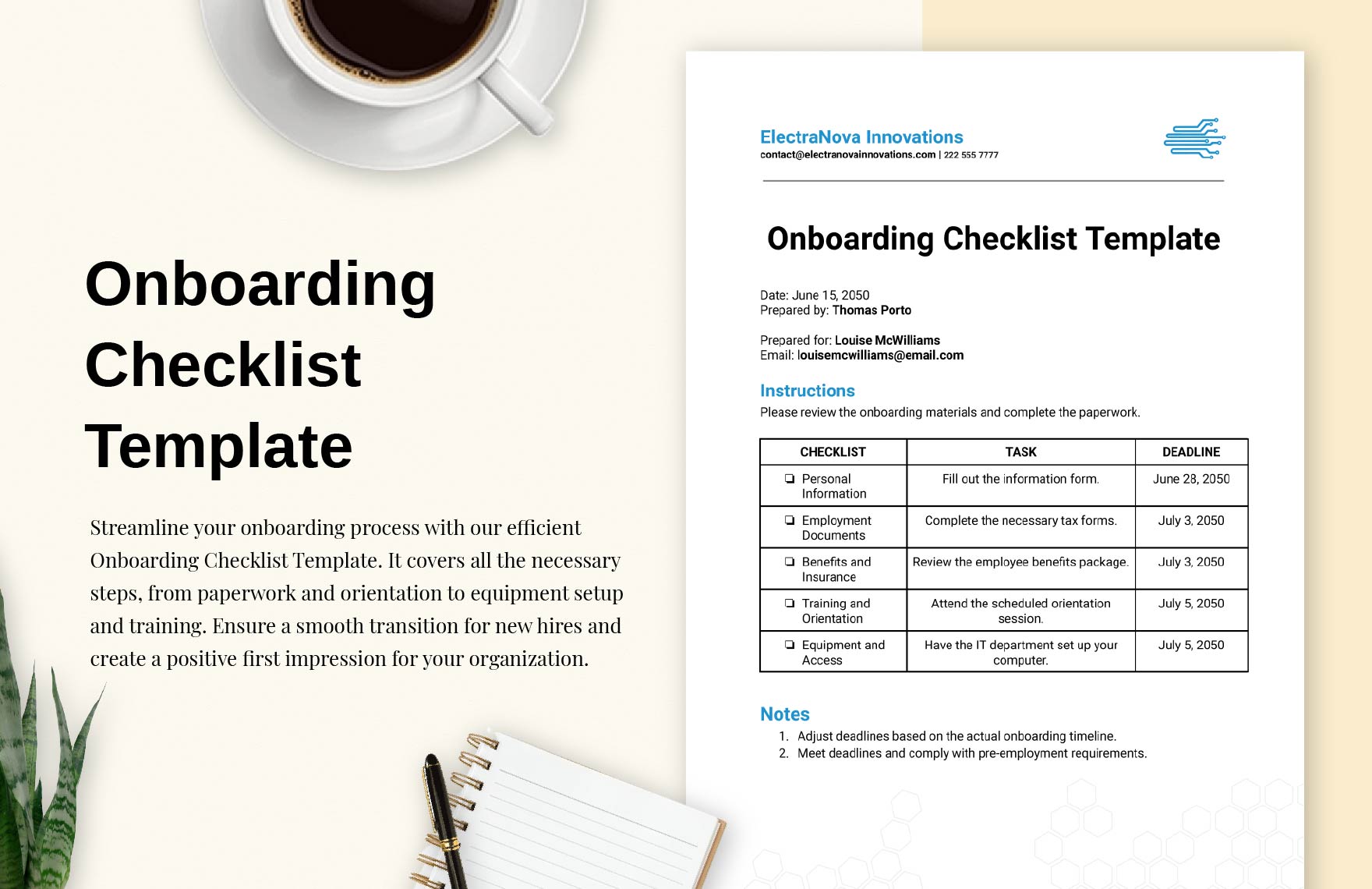 Onboarding Checklist Template Word Google Docs Excel PDF Google 
