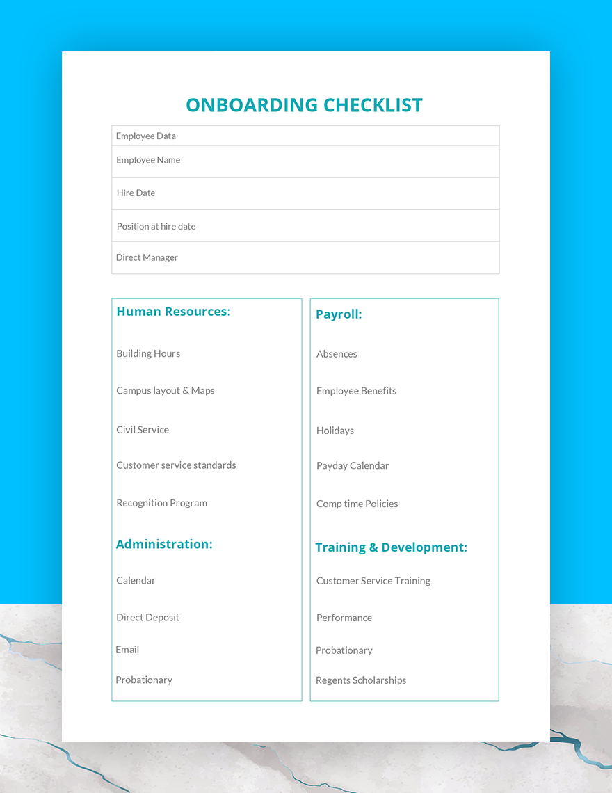 Onboarding Checklist Template - Google Docs, Word, Apple Pages, PDF ...