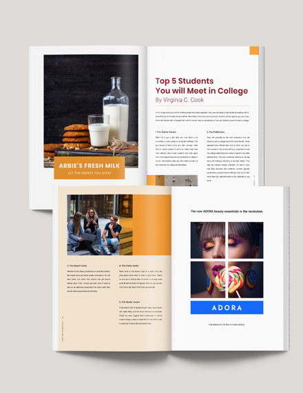 Printable Student Magazine Template - InDesign, Word, Apple Pages ...