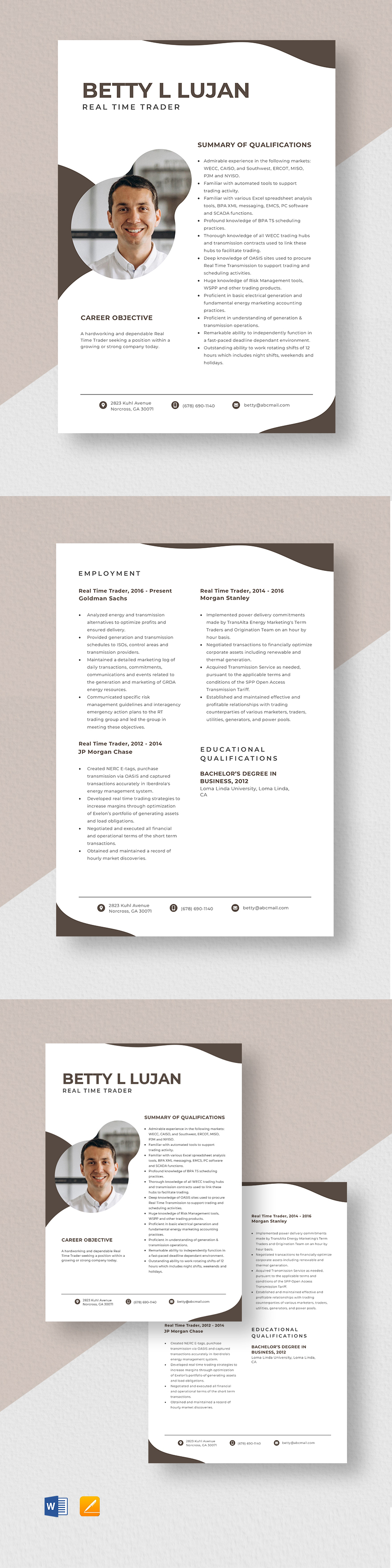 Real Time Trader Resume Template - Word, Apple Pages | Template.net