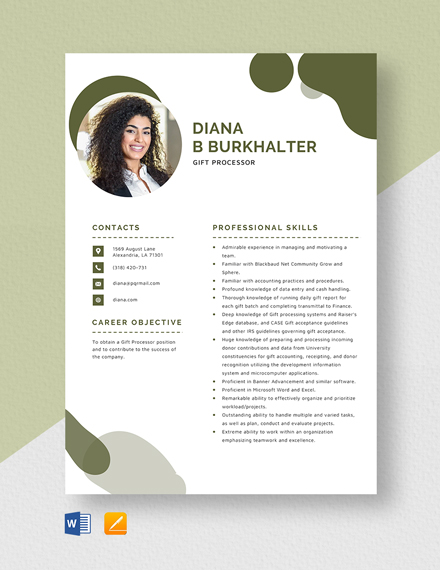 FREE Meat Processor Resume/CV Template - Word (DOC) | Apple (MAC) Pages