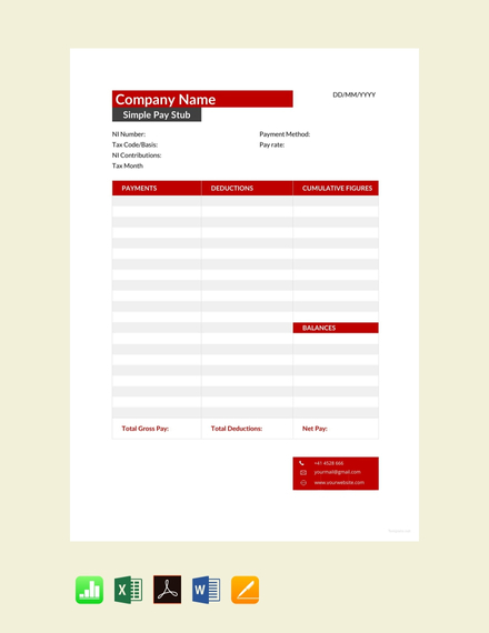Basic Pay Stub Template Free PDF Google Docs Google Sheets Excel 