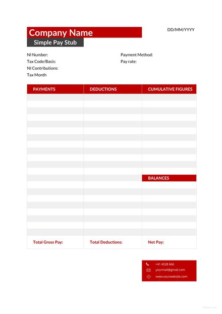 Basic Pay Stub Template Download 239 Sheets In Word Excel Pages 