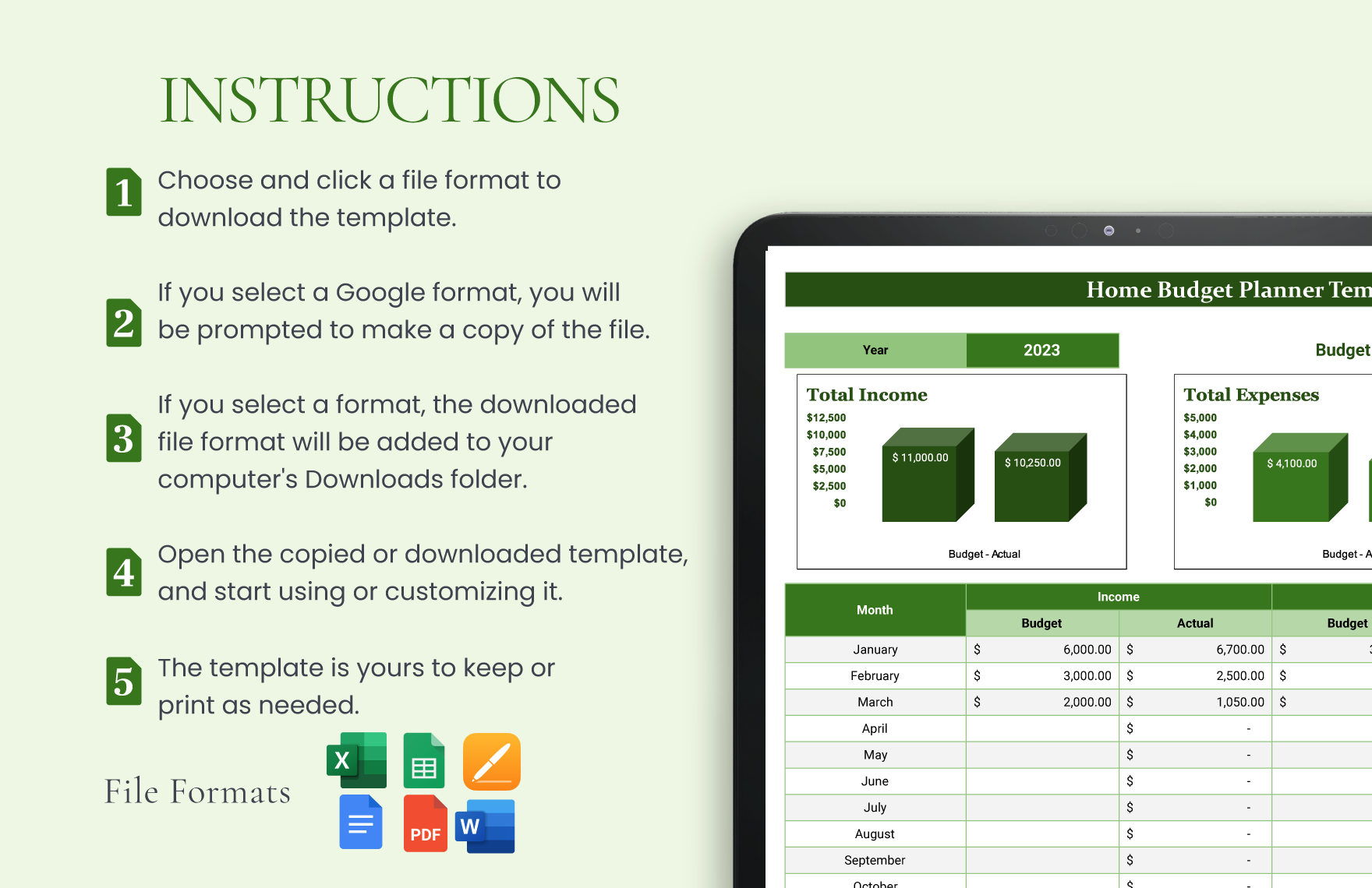 Home Budget Planner Template - Download in Word, Google Docs, Excel ...
