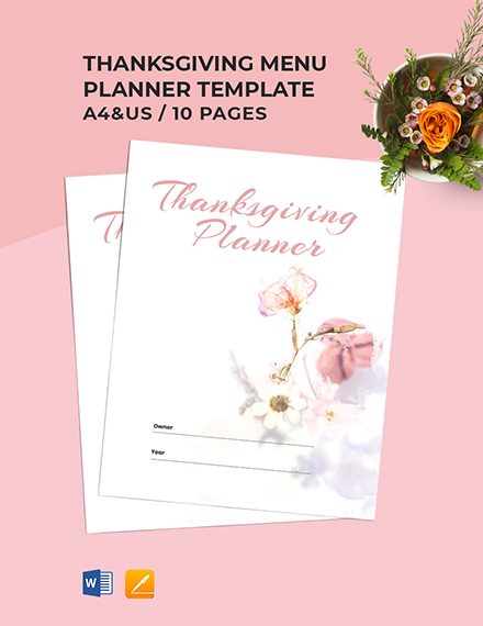 Party Menu Planner Template Word Apple Pages Template