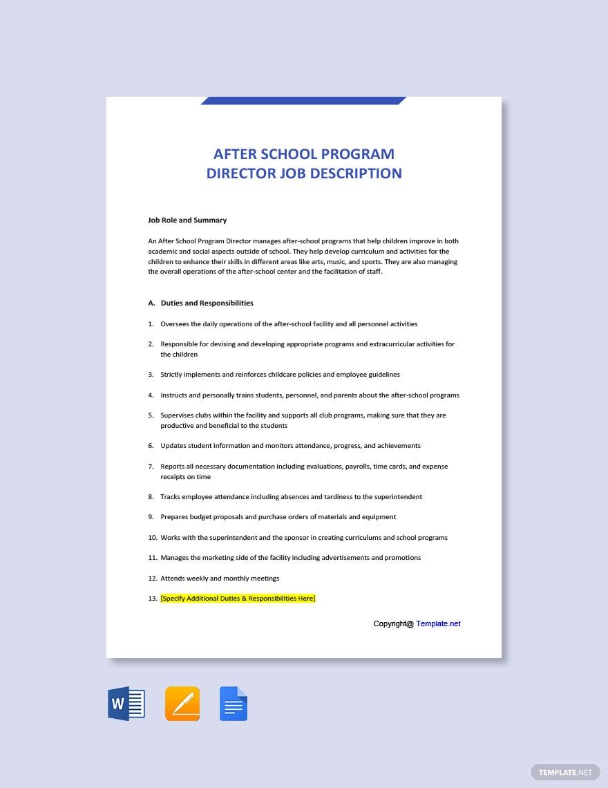FREE School Director PDF Template Download Template