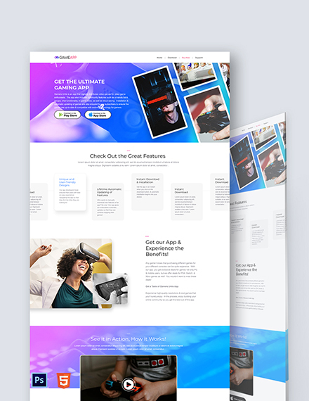 Photo Editing App Landing Page Template - Download in PSD, HTML5 ...