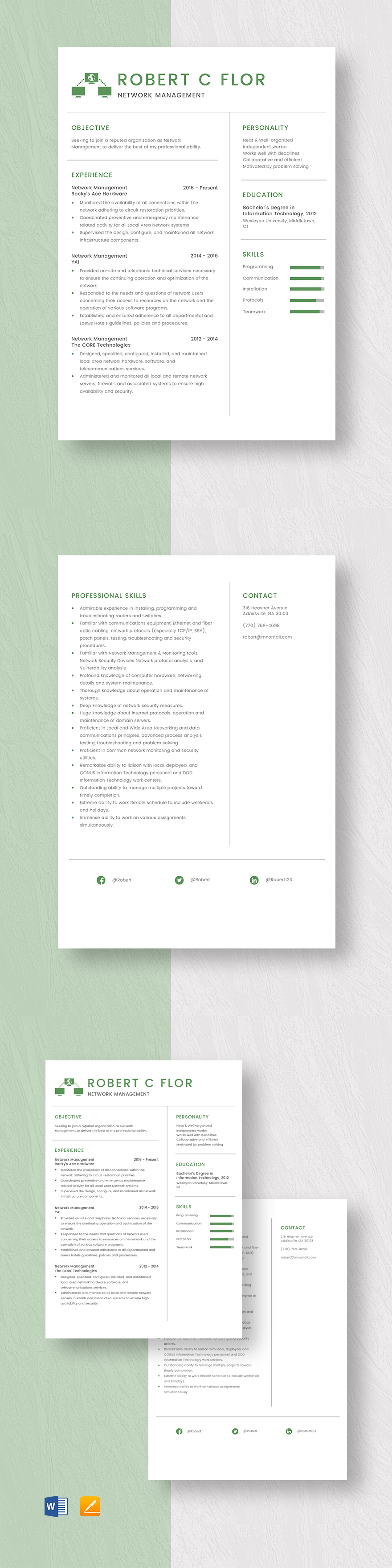 Network Project Manager Resume Template - Word, Apple Pages | Template.net