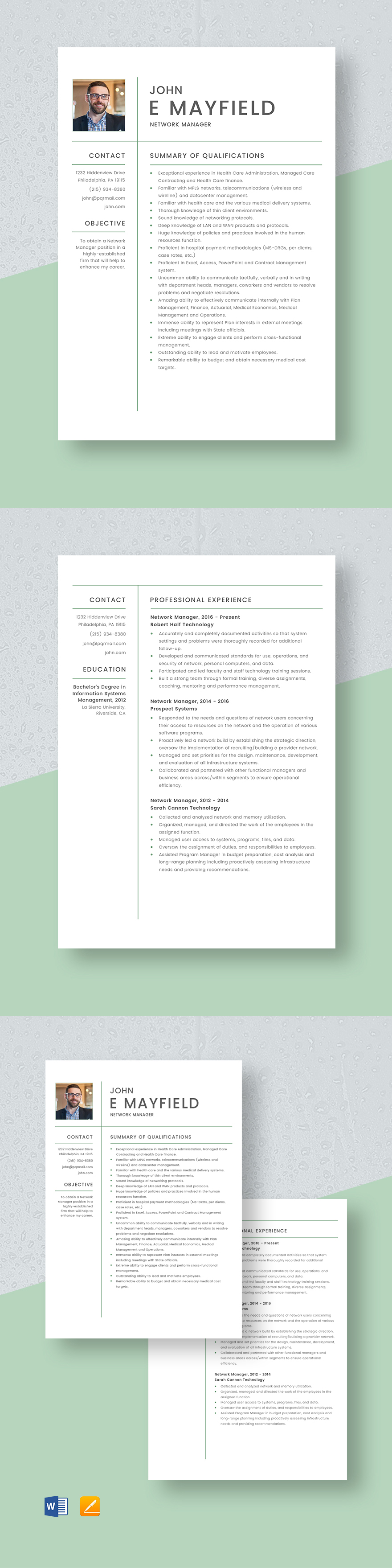 Free Network Manager Resume Template - Word, Apple Pages | Template.net
