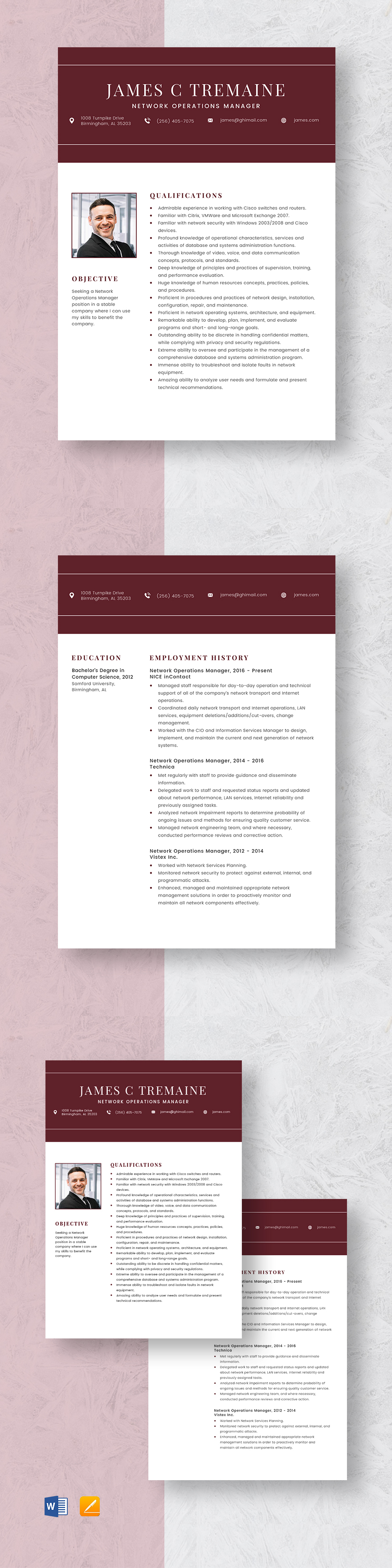Free Network Operations Manager Resume Template - Word, Apple Pages ... Free Network Operations Manager Resume Template - Word, Apple Pages ...